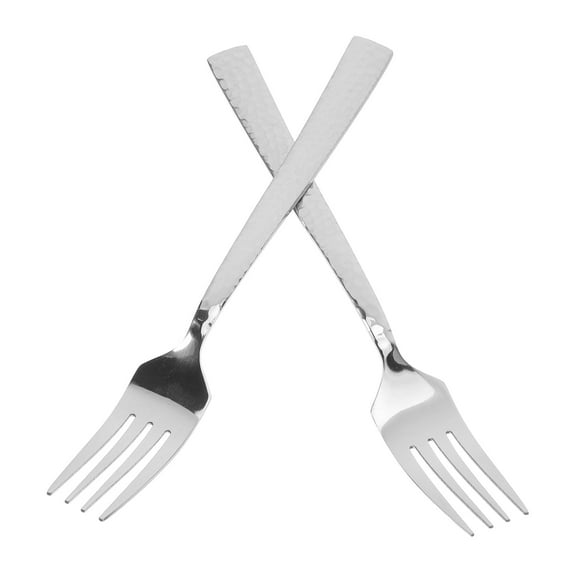 2Pcs Stainless Steel Salad Forks Hammered Surface Silver Versatile Use ...