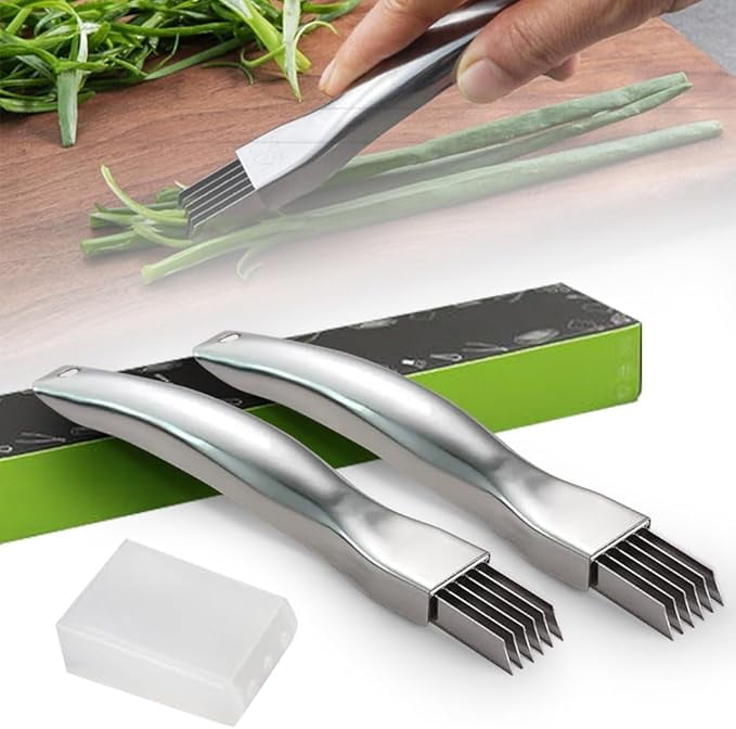 2Pcs Stainless Steel Scallion Cutter Shred Knife,Green Onion Cutter ...
