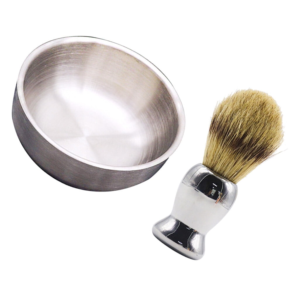 2Pcs Stainless Steel Shaving Soap Bowl Men Shaving Bread Brush Home ...