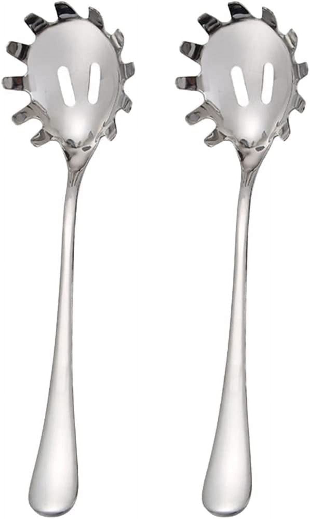 2Pcs Stainless Steel Spaghetti Server Spoons Pasta Spoon Pasta Noddle Fork Scoop Dumpling ...