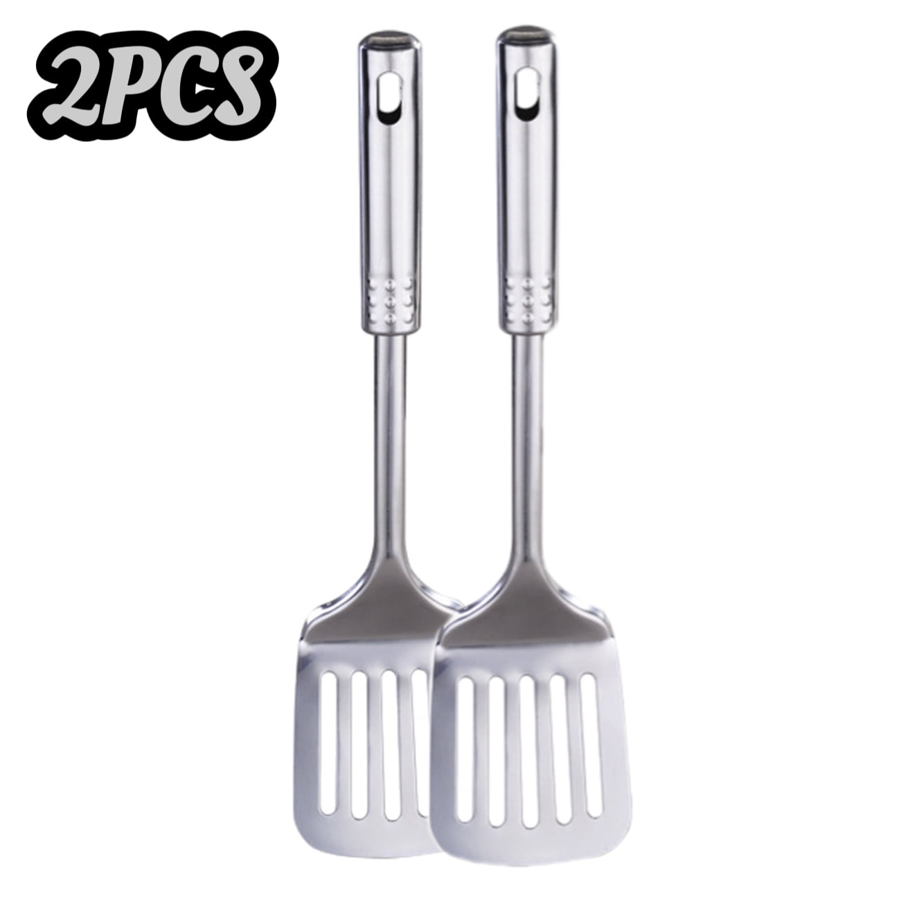 2Pcs Stainless Steel Spatulas,Silver Slotted Turner, Solid Turner, Heavy Duty Sturdy Kitchen ...