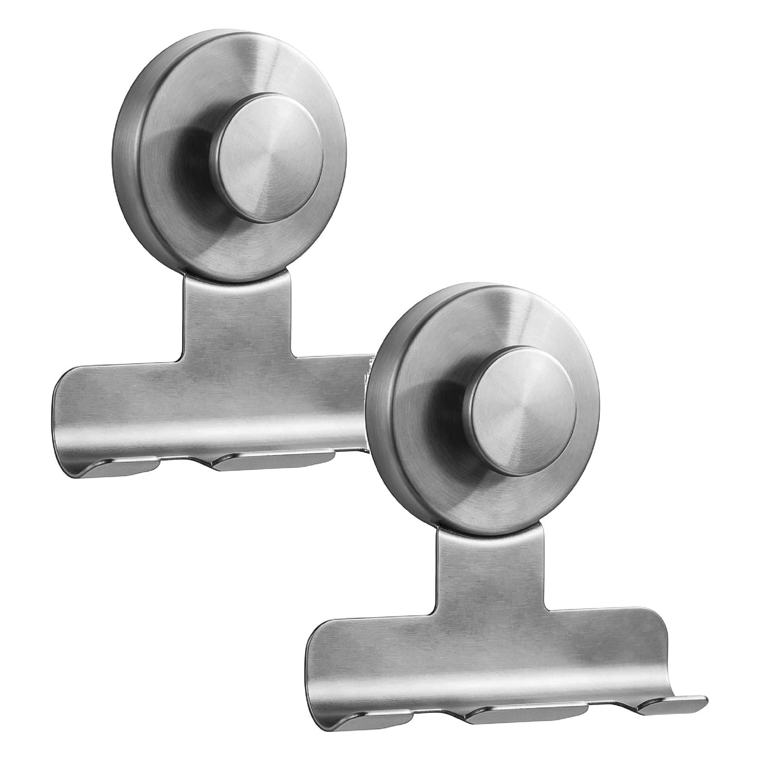 2Pcs Stainless Steel Suction Cup Hook Holder Heavy Duty Bathroom Shower ...