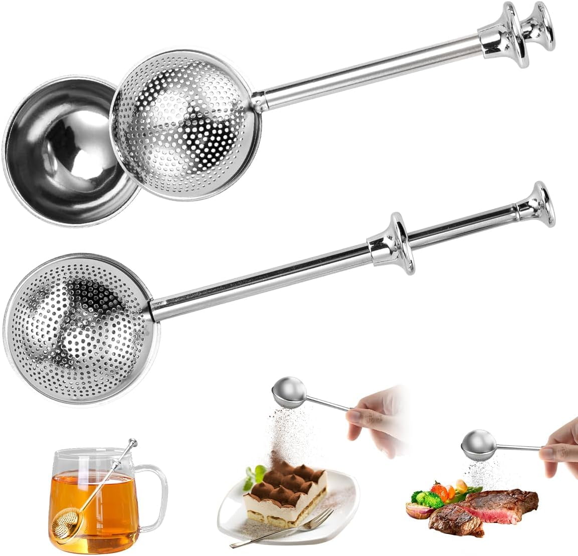 2Pcs Stainless Steel Tea Strainer Tea Infuser for Loose Leaf Tea,Tea Diffusers Fine Mesh Tea ...