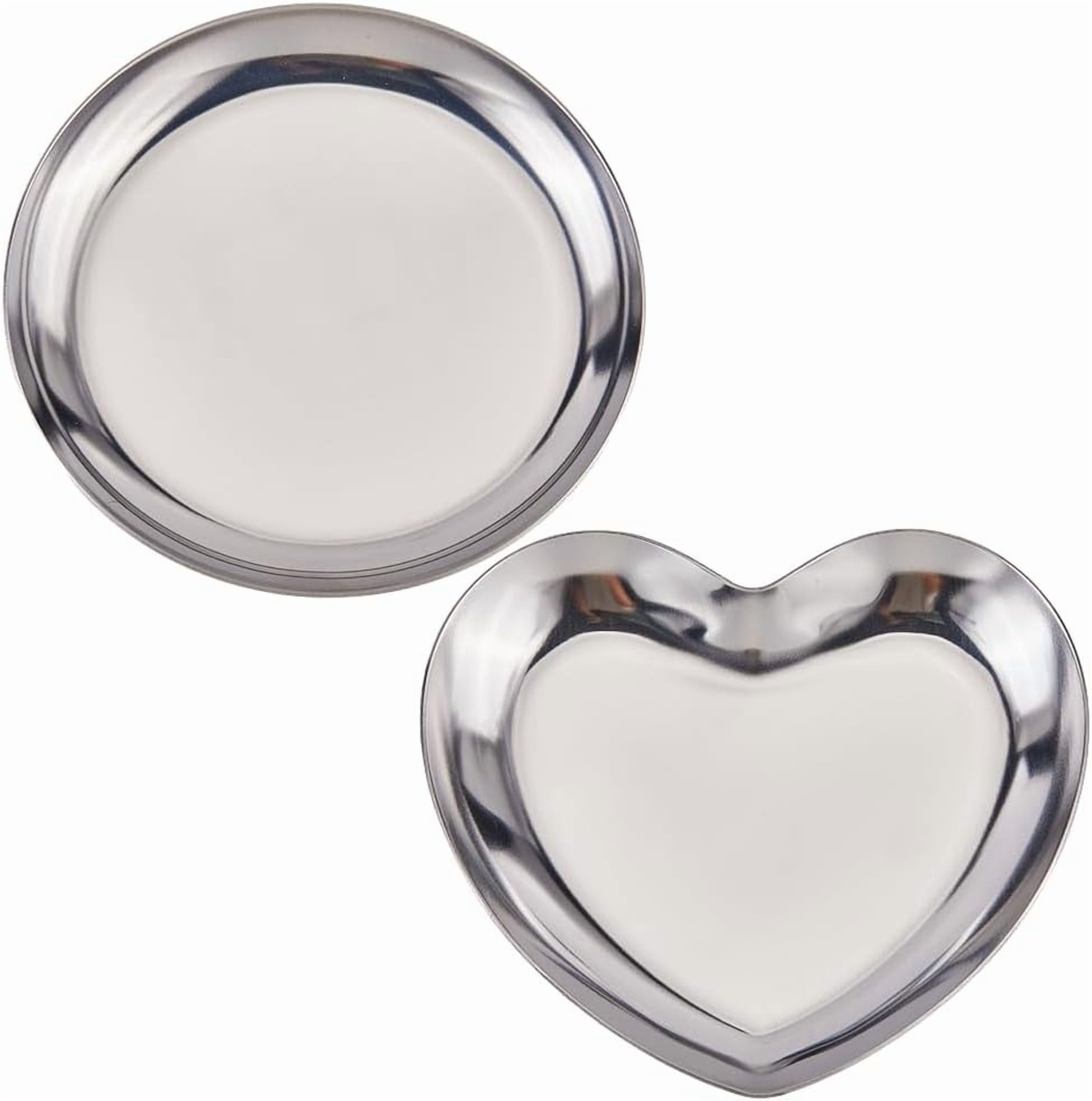 2Pcs Stainless Steel Trinket Tray Jewelry Dish Tray for Women Ring Dish ...