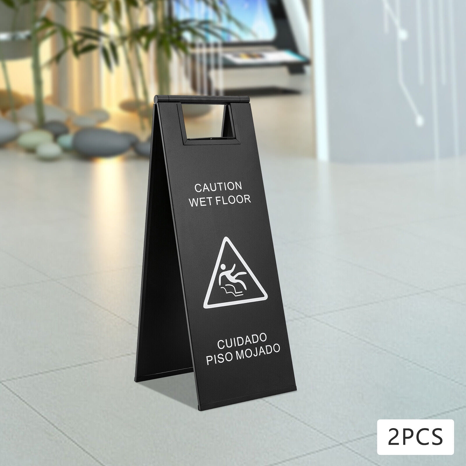 2Pcs Stainless Steel Wet Floor Sign Caution Wet Floor Sign Safety ...