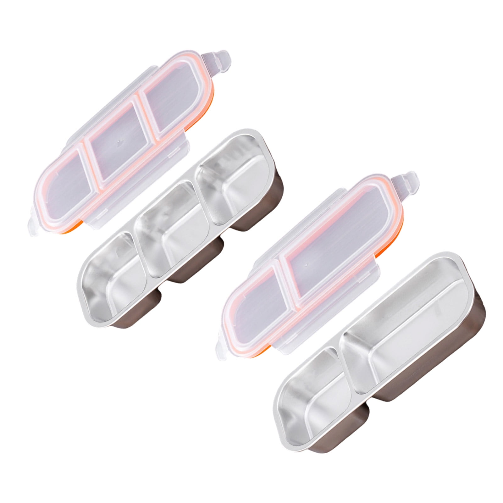 2Pcs Stainless Steels Multi Compartment Lunch Box with Leakproof Lid ...