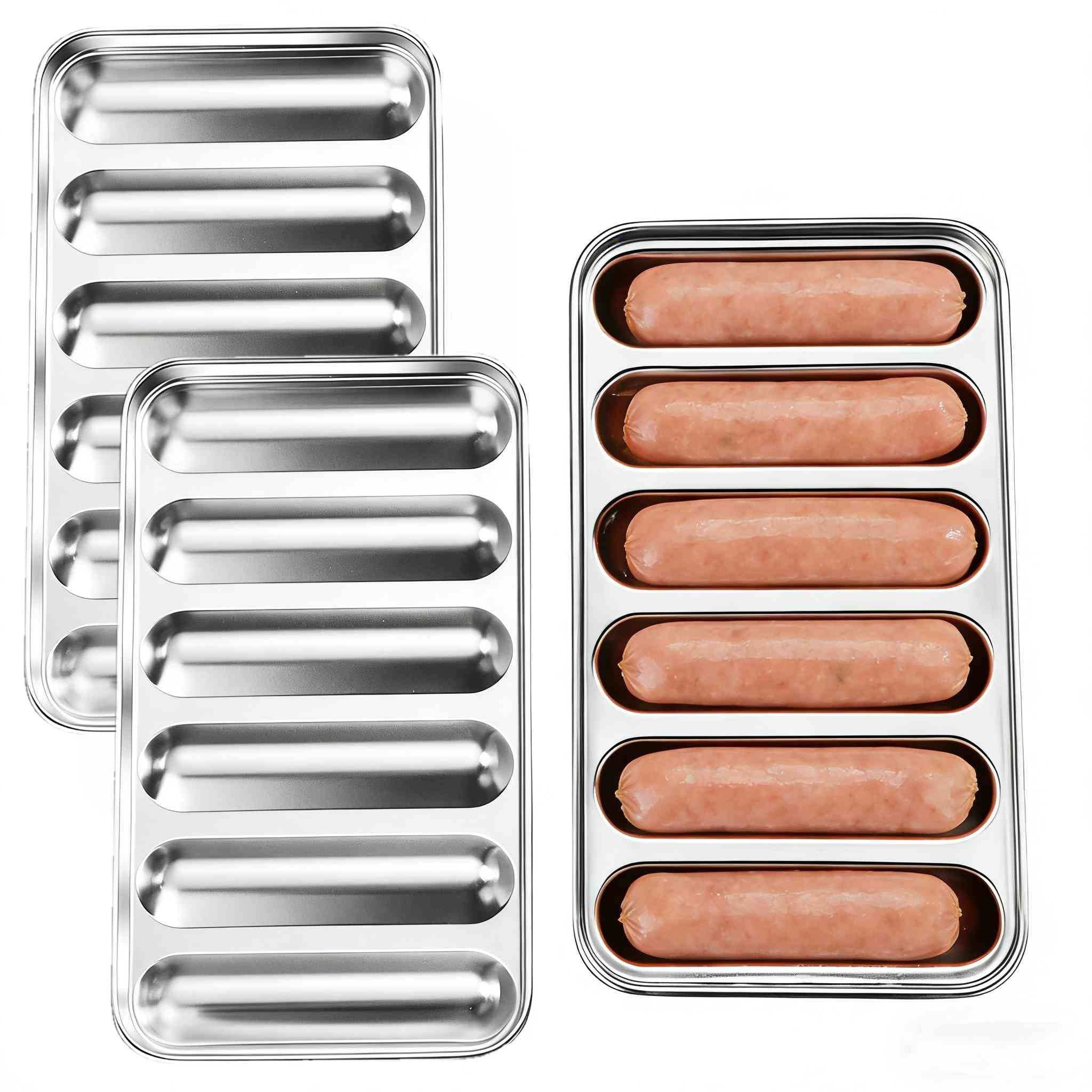 2Pcs Stainless steel Sausage Mould, 6 Cavity Hot Dog Mould, Bun Molds ...