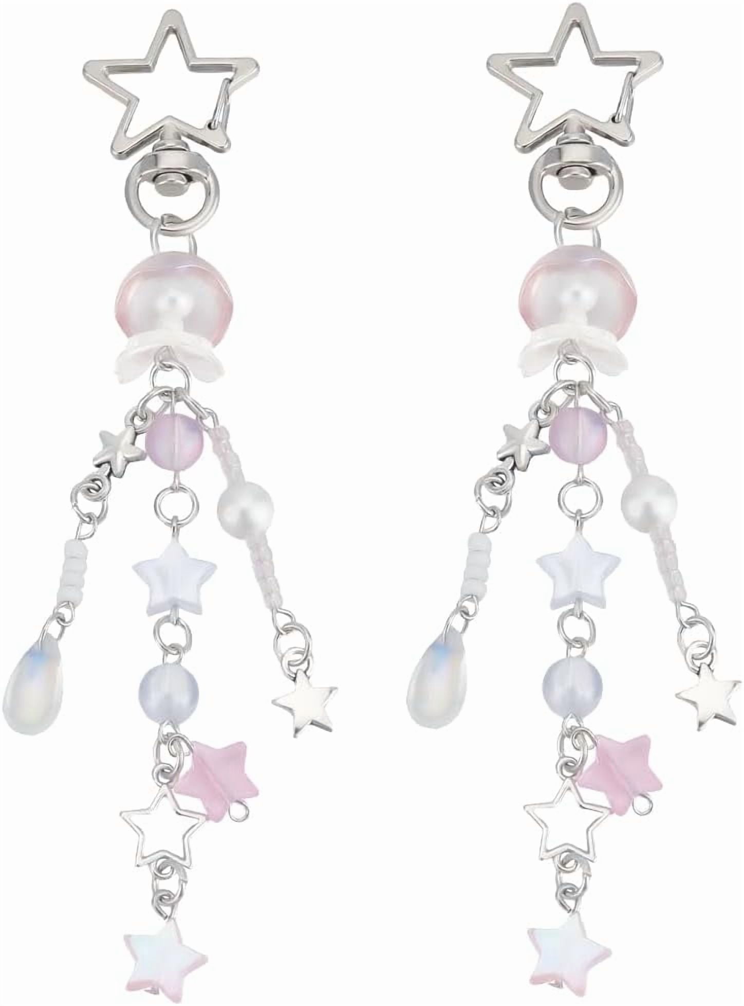 2Pcs Star Keychain Pink Resin Jellyfish Keychain with Alloy Swivel ...
