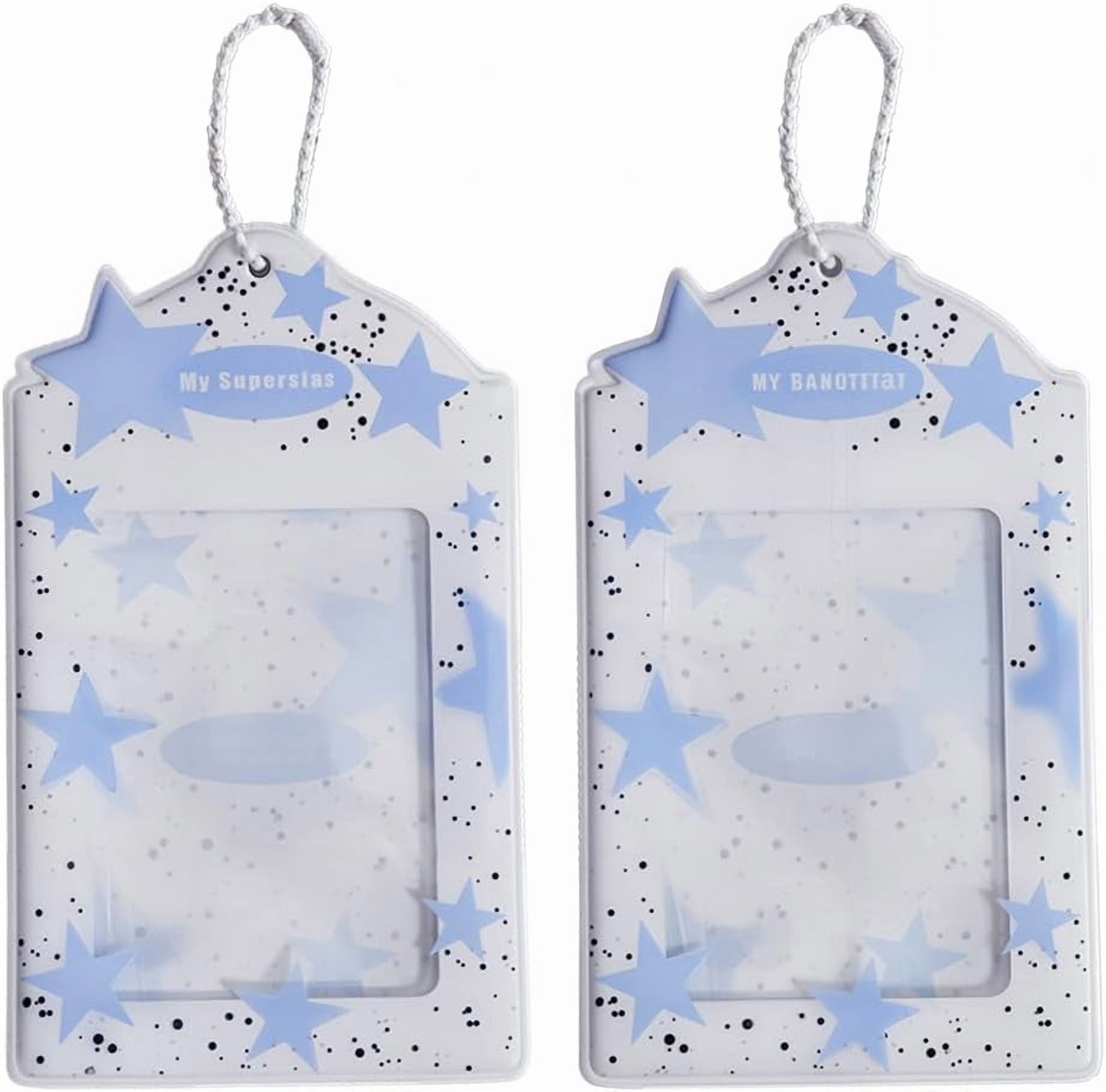 2Pcs Star Pattern PVC Plastic Photocard Holders Hanging Card Protector ...