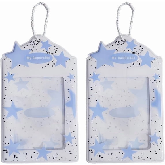2Pcs Star Pattern PVC Plastic Photocard Holders Hanging Card Protector ...