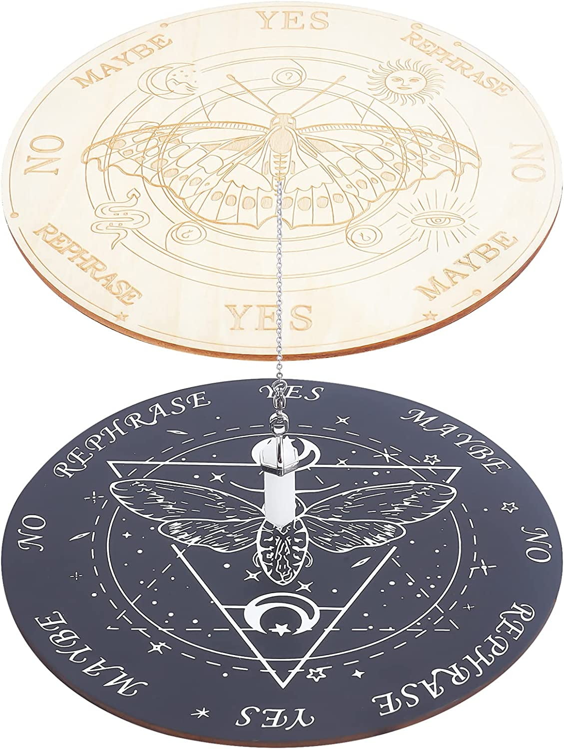 2Pcs Star Pendulum Board Divination Metaphysical Message Board ...