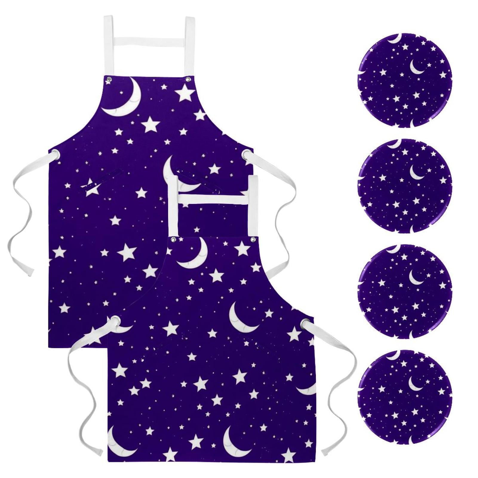 2Pcs Stars and Moon Versatile Aprons Set - Kitchen, Baking,Cooking ...