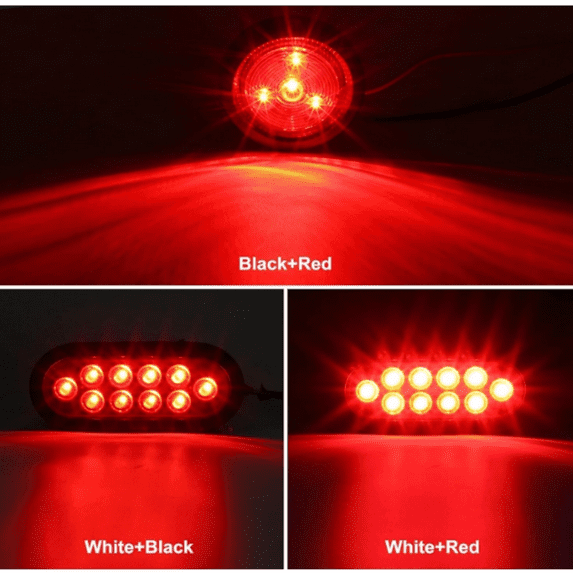 2Pcs Steel Trailer Light Boxes Housing Kit, 6" Oval Red 10 LED Trailer ...