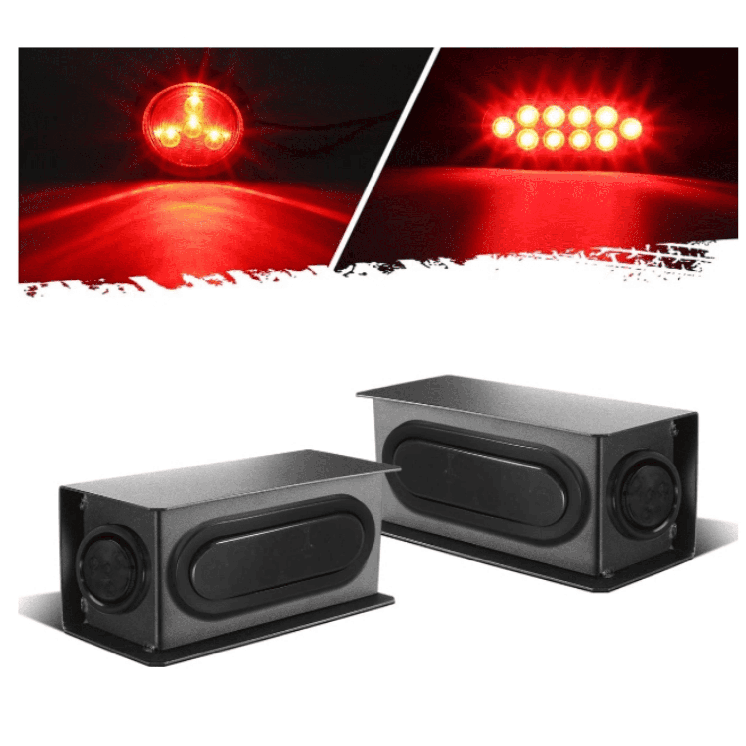2Pcs Steel Trailer Light Boxes Housing Kit, 6" Oval Red 10 LED Trailer ...