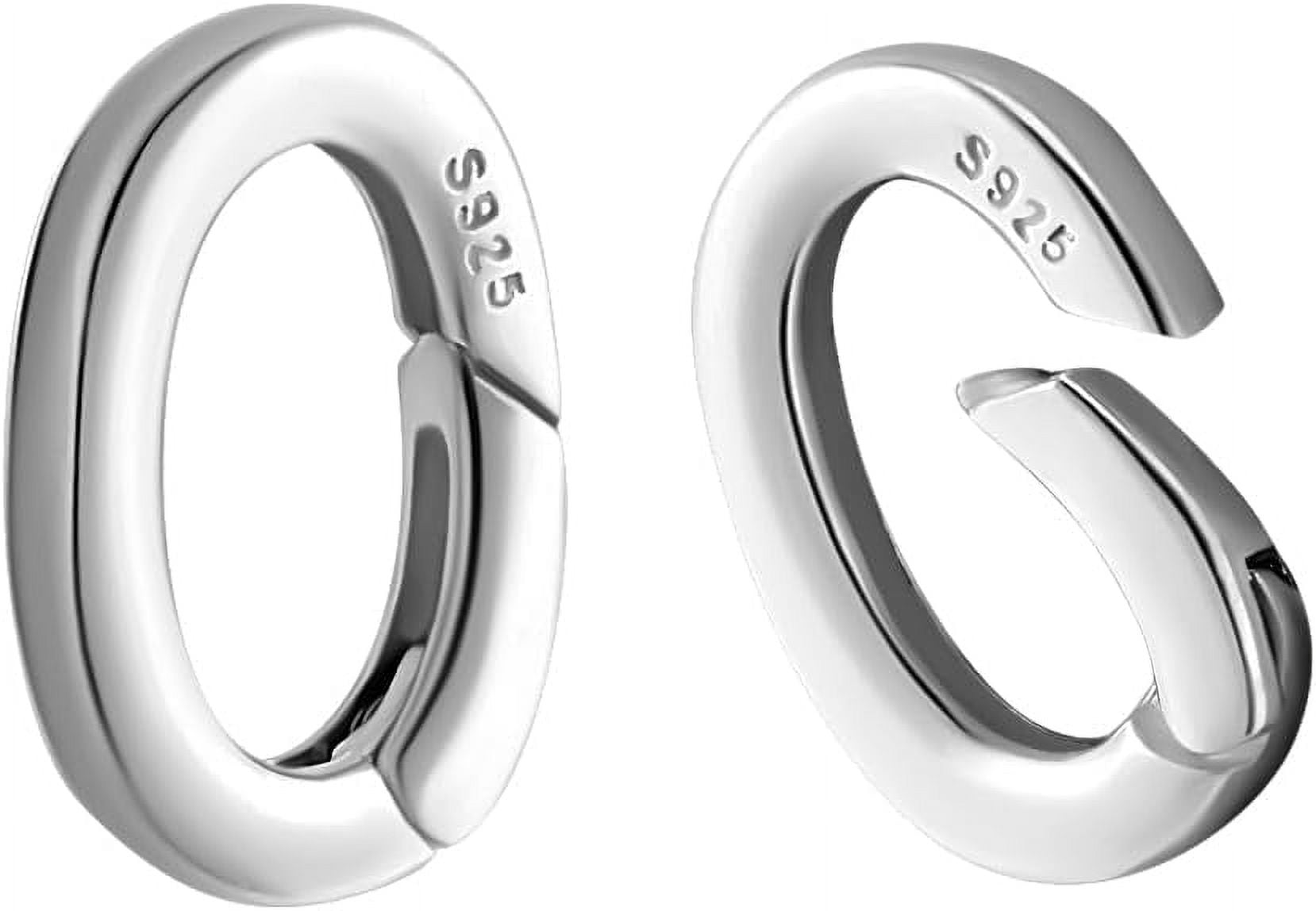 2Pcs Sterling Silver Spring Gate Rings Oval Spring Clasp Metal Spring ...
