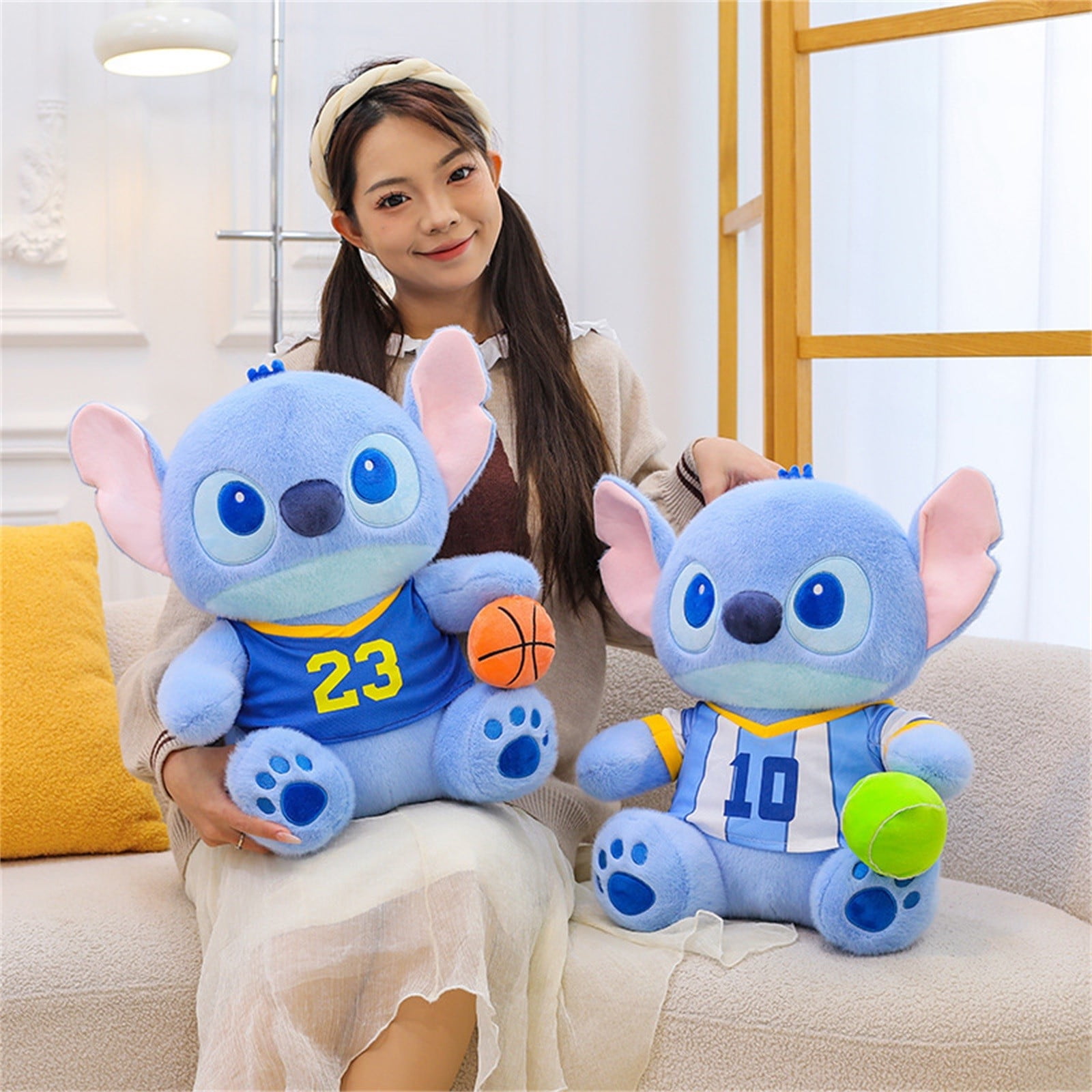 2Pcs Stitch Basketball & Tennis Players Cartoon Plush Toy, 9.84" Cute ...