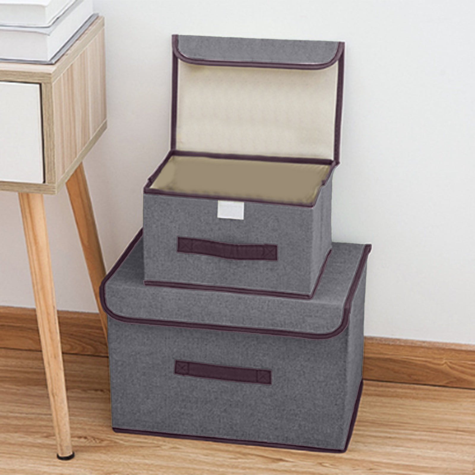 2Pcs Storage Box with Lid Fabric Big & Small, Folding Boxes, Fabric ...