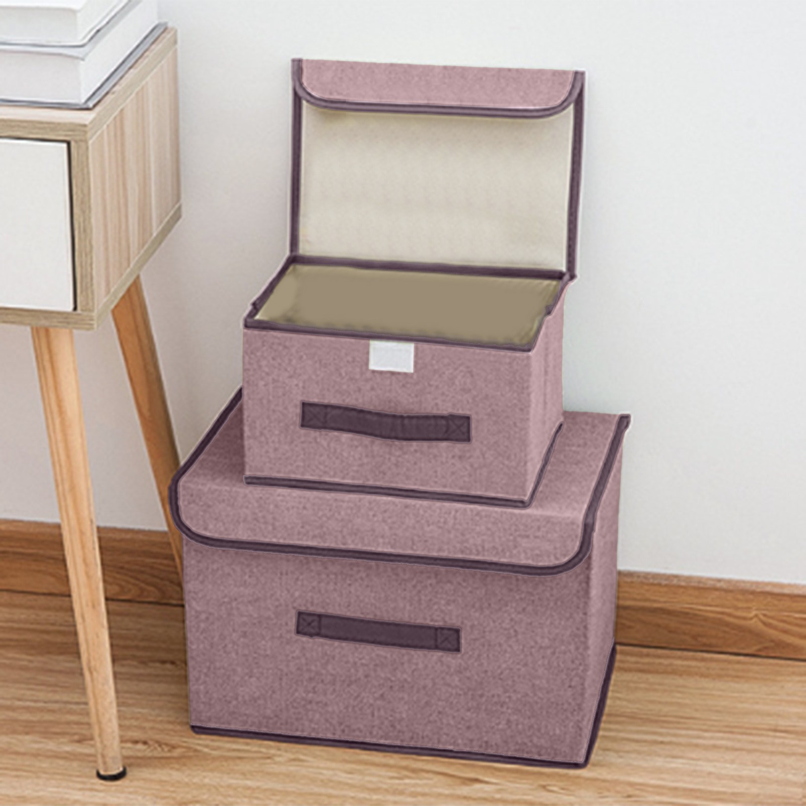 2Pcs Storage Box with Lid Fabric Big & Small, Folding Boxes, Fabric ...