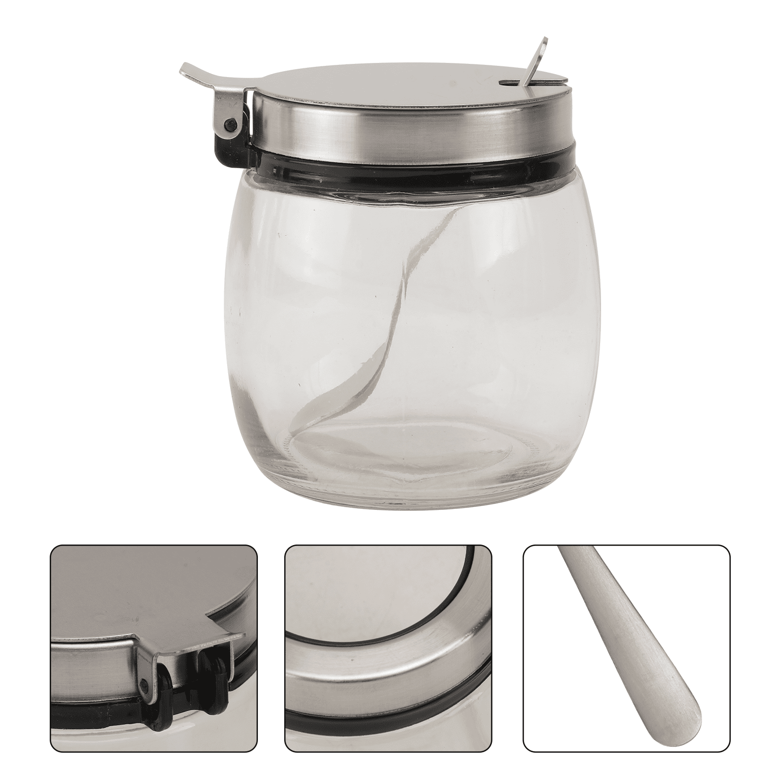 2Pcs Storage Jar Glass Round Seasonning Jar Storage Containers with ...