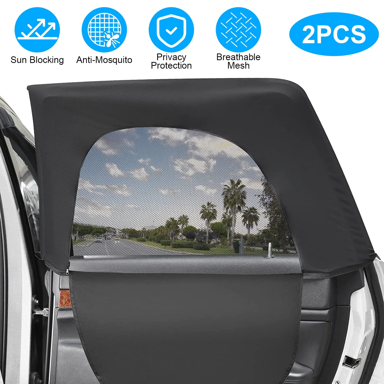 2Pcs Stretchy Car Rear Window Shades, Car Heat Shading UV Privacy ...