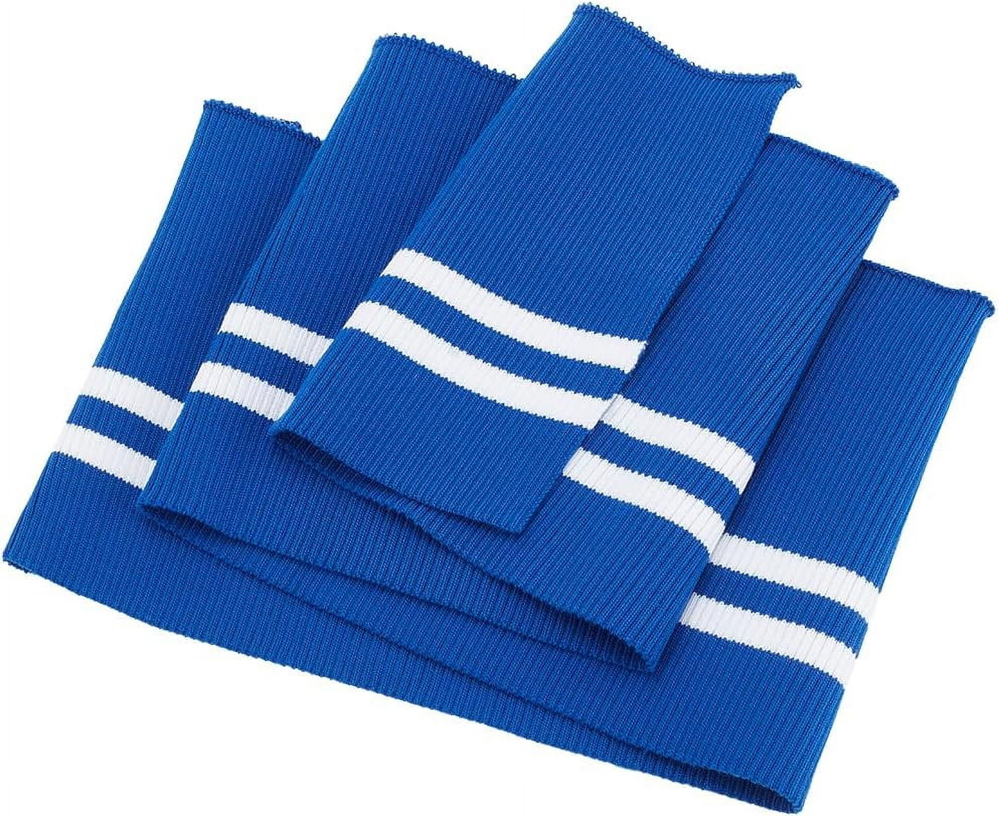 2Pcs Striped Elastic Fiber Ribbing Fabric 37.4x5.7inch Medium Blue ...