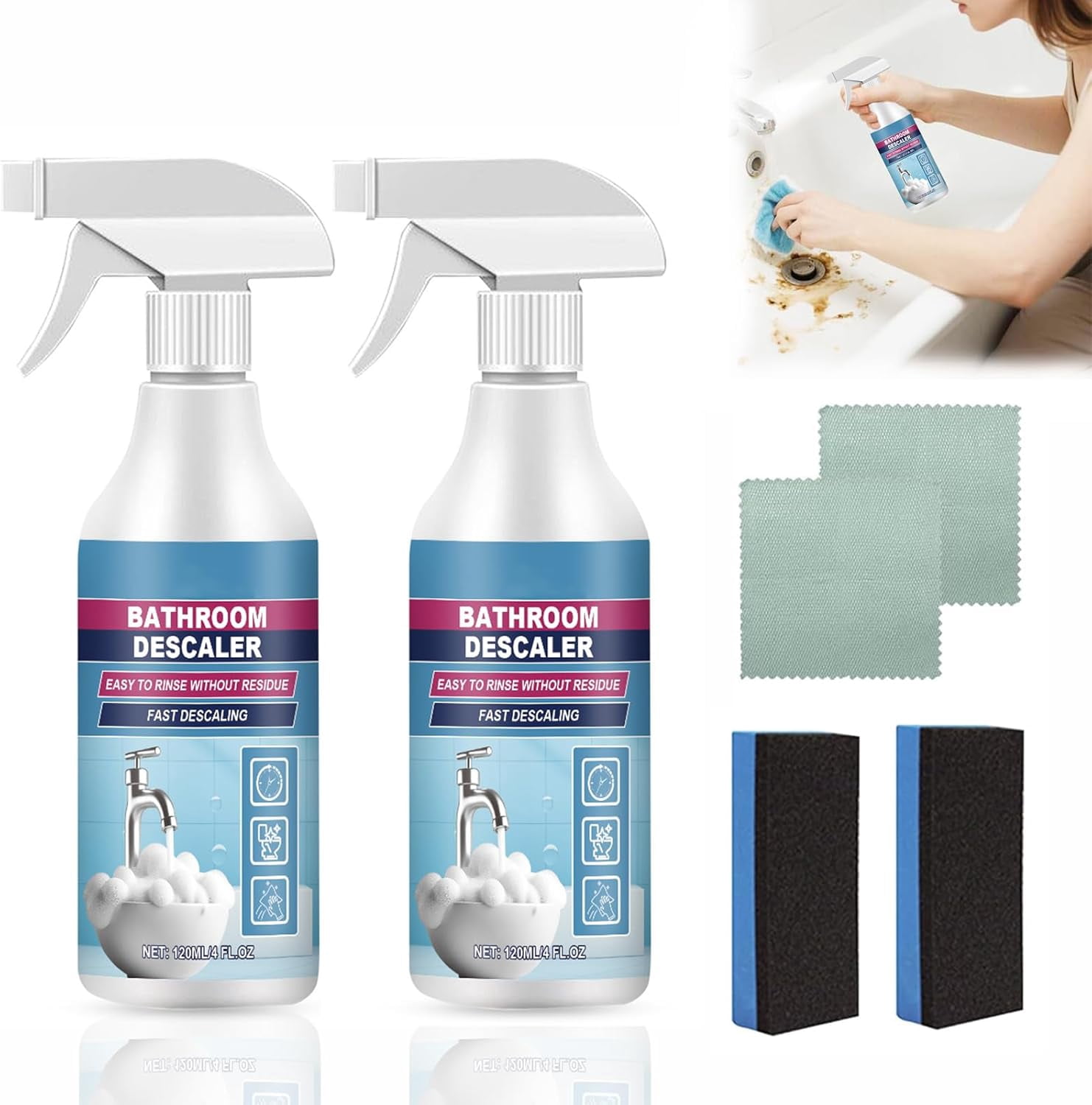 2Pcs Stubborn Stains Cleaner,Limescale Cleaner,Bathroom Foam Cleaner ...
