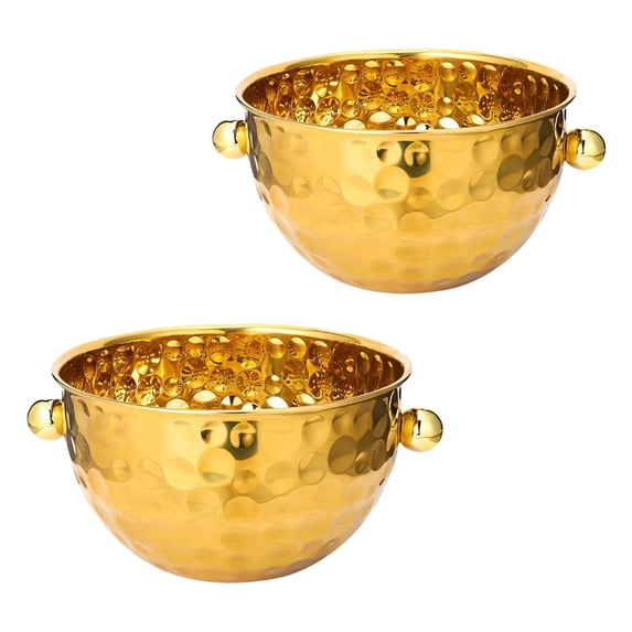 2Pcs Sturdy Nonrust Steel Ice Buckets Feature Decorative Hammered ...