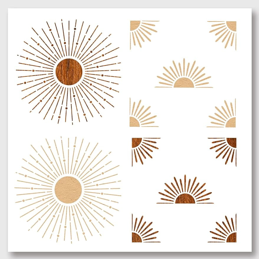 2Pcs Sun Ray Painting Stencil Drawing Template on Wood Canvas Paper ...