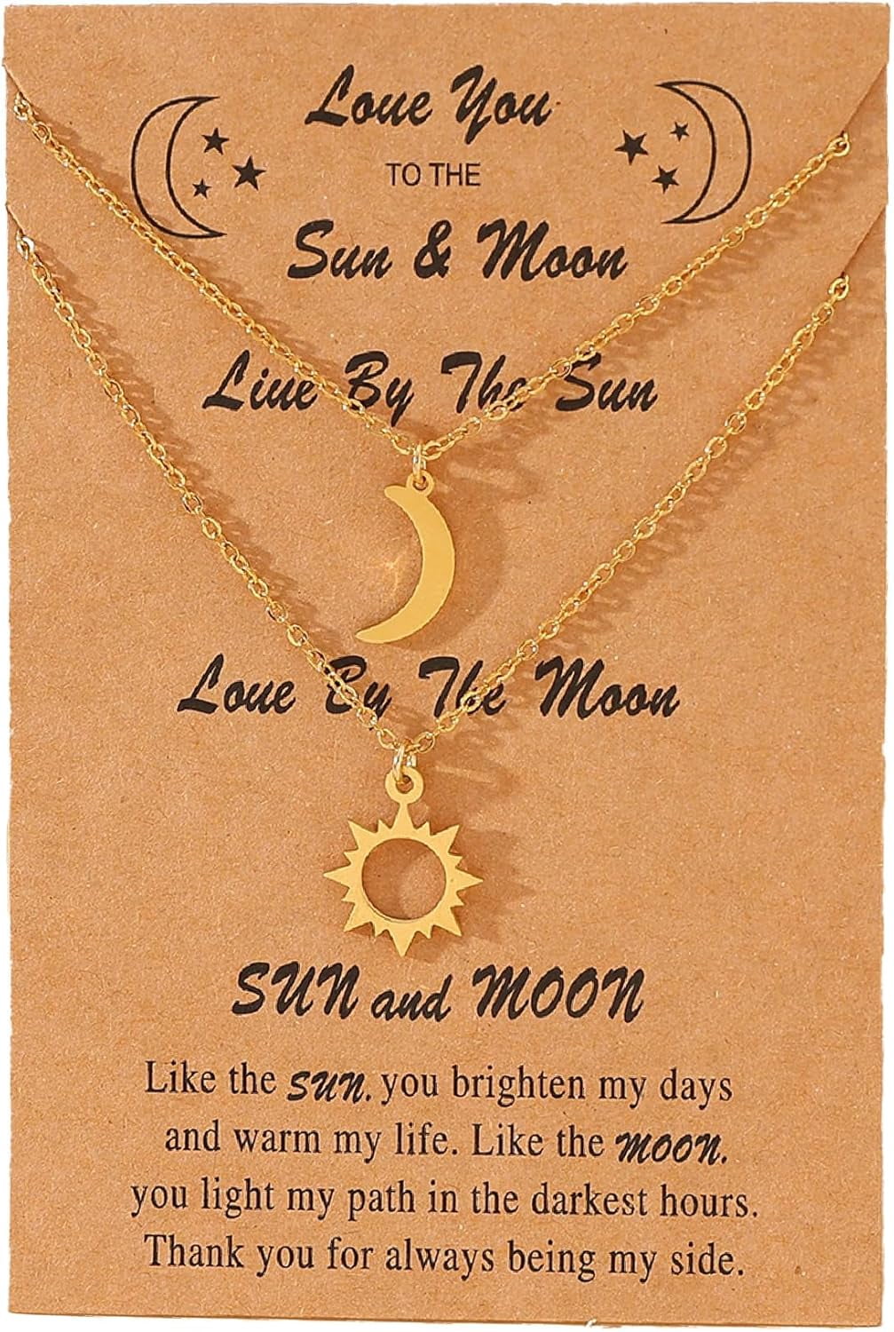 2Pcs Sun and Moon Necklace for Friendship Matching Best Friends ...