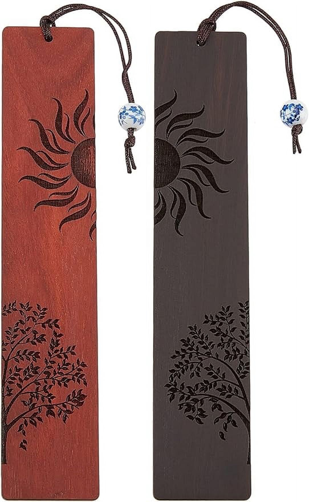 2Pcs Sun and Tree of Life Wood Bookmarks Handmade Engraving Bookmarks ...