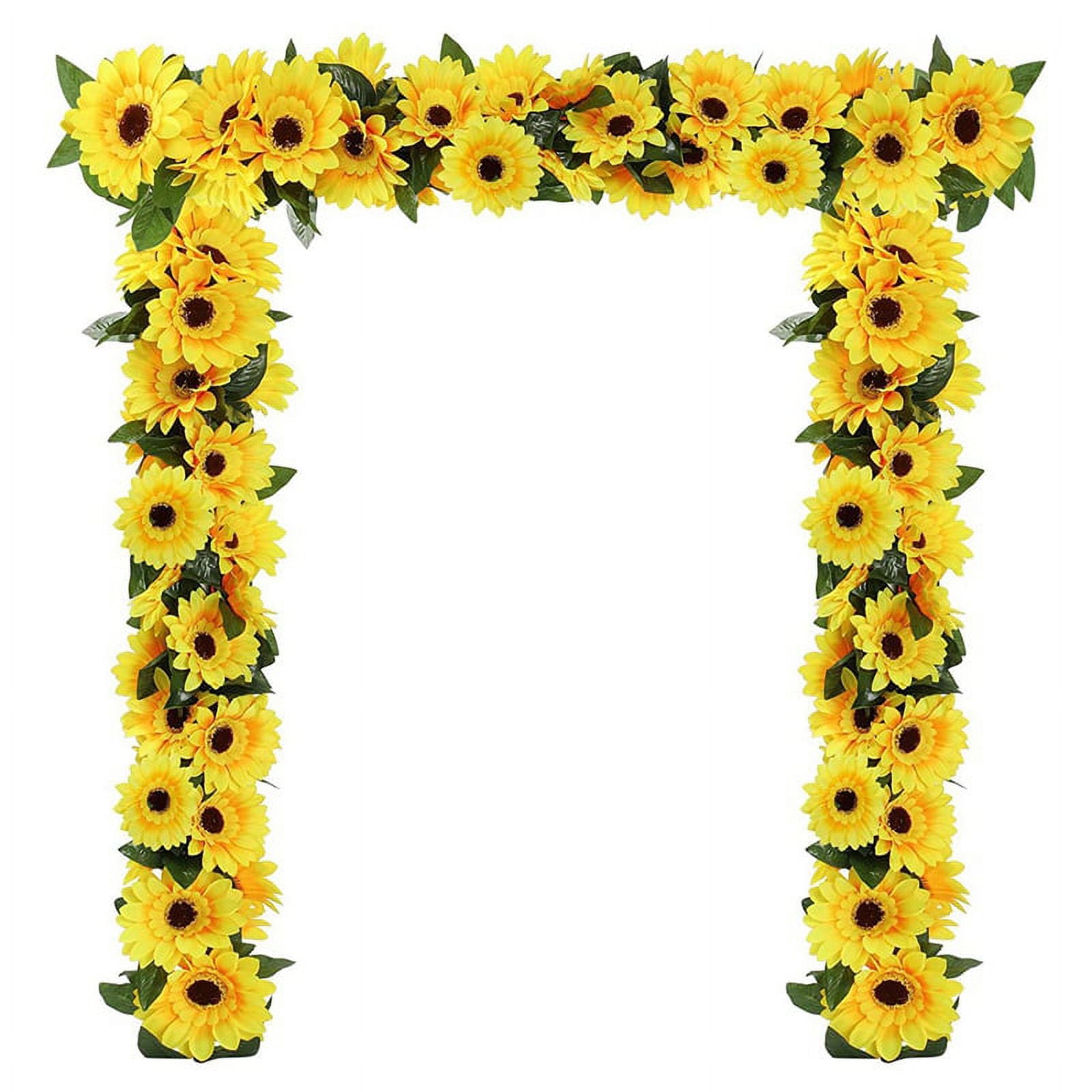 2Pcs Sunflower Garland Vine Silk Sun Flowers Hanging Vines for Balcony ...