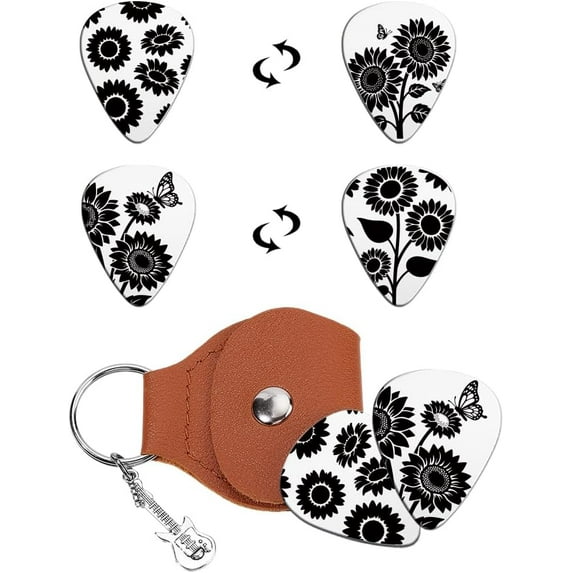 2Pcs Sunflower Guitar Picks Gifts Keychain Double-side Engraved ...