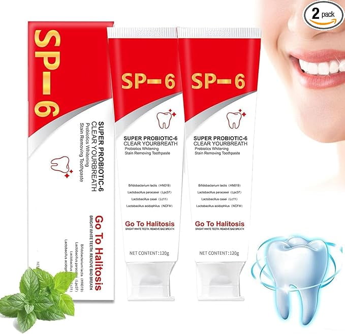 2Pcs Super Probiotic-6 Toothpaste, SP-6 Ultra Whitening Toothpaste, SP ...