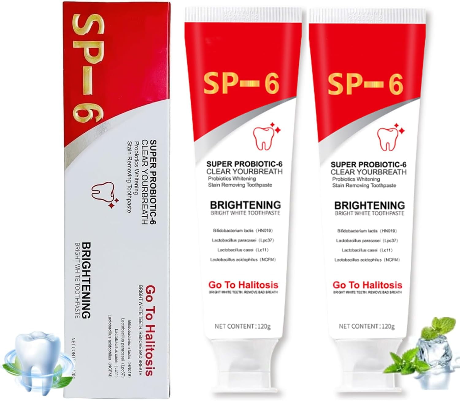 2Pcs Super Probiotic SP-6 Toothpaste, Probiotics Bright White ...