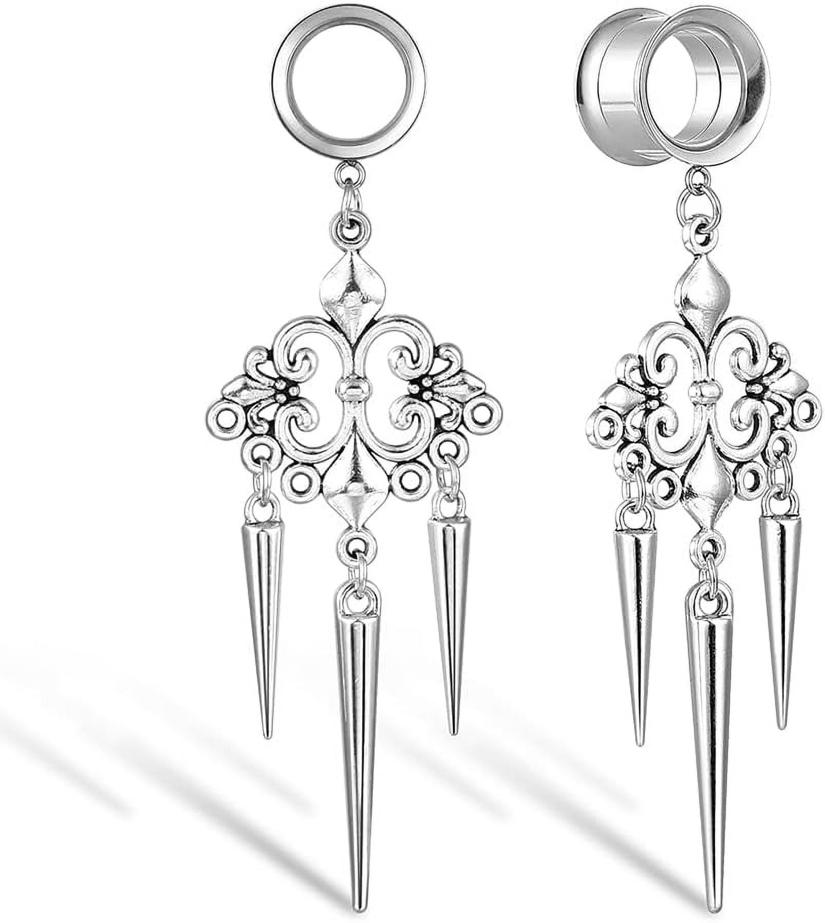 2Pcs Surgical Stainless Steel 316L Ear Plugs Tunnels, Gothic Style ...