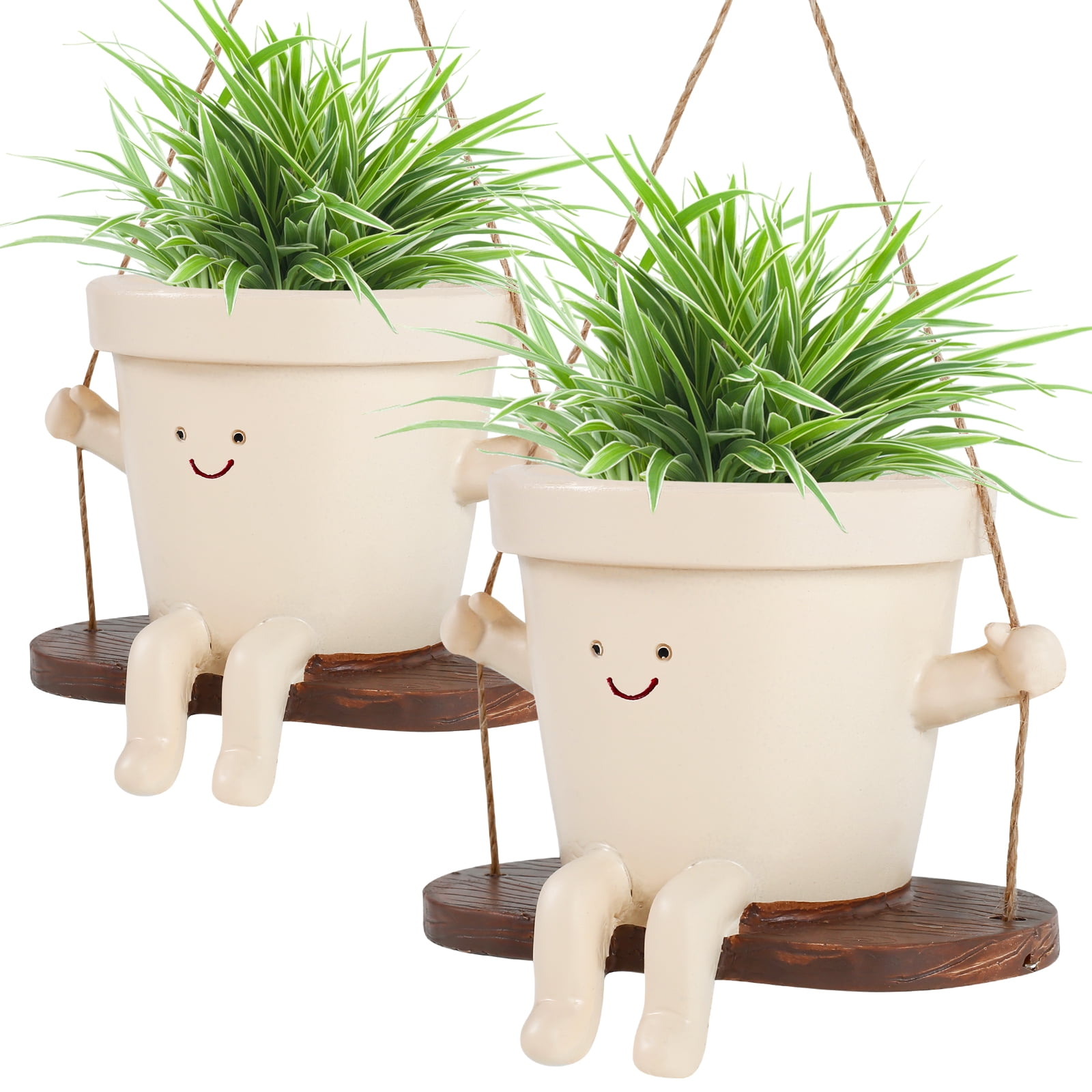 2Pcs Swing Flower Pot Cute Hanging Swing Pot Decorative Hanging Swing ...