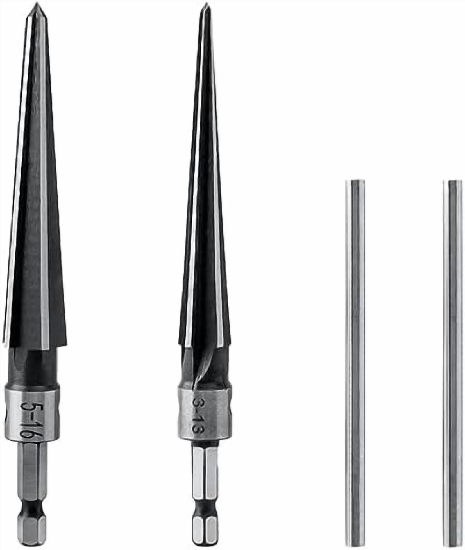 2Pcs T Handle Taper Reamer Set,6 Fluted Chamfer Reaming Guitar Bridge ...