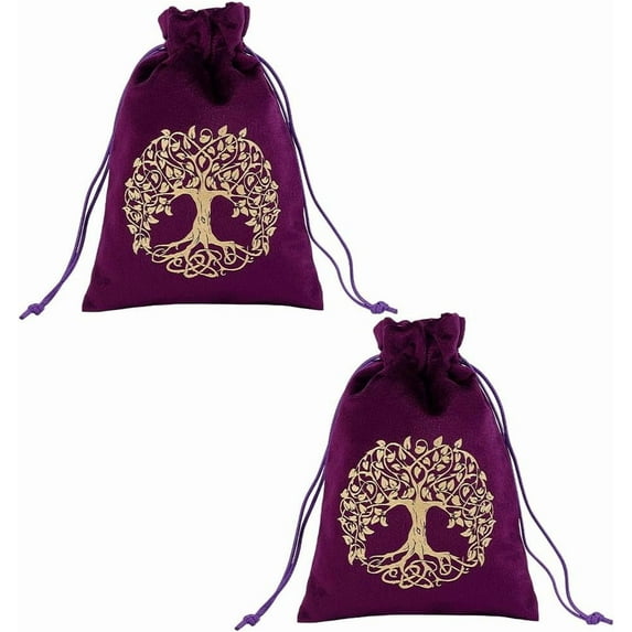 2Pcs Tarot Storage Bag Purple Velvet Drawstring Packing Pouches 18×13cm ...