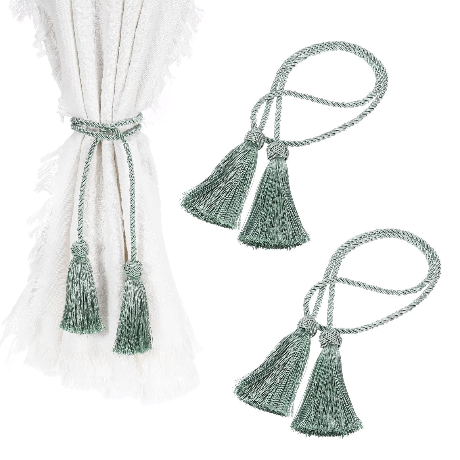 2Pcs Tassel Curtain Tiebacks, Curtain Holdbacks with Tassel Handmade ...