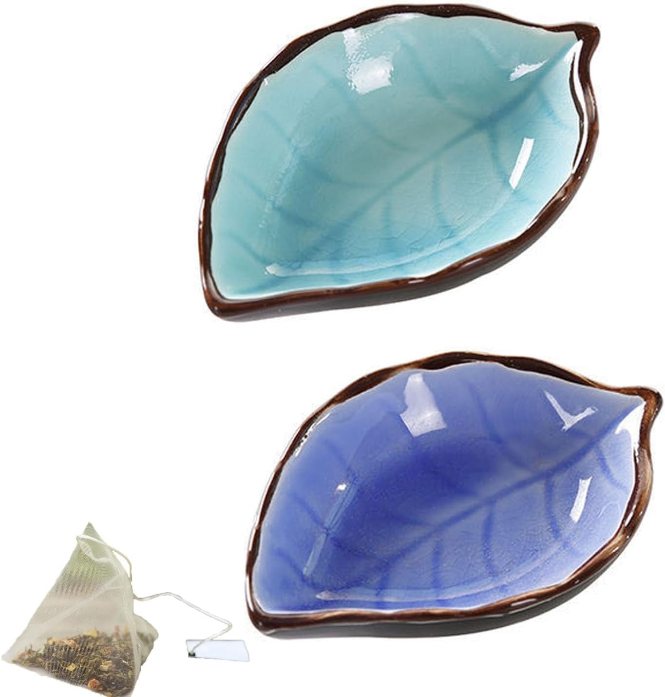 2Pcs Tea Bag Coaster, 4.33in Ice Crack Glaze Ceramics Tea Bag Rest Dish ...