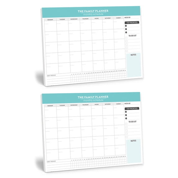 2Pcs Tearable Weekly Monthly Planner Notepads Monthly Academic Planner ...