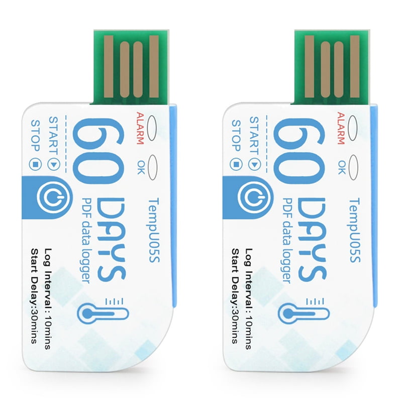 2Pcs TempU05s USB Temperature Data Logger 60 Day Single Use Temperature ...
