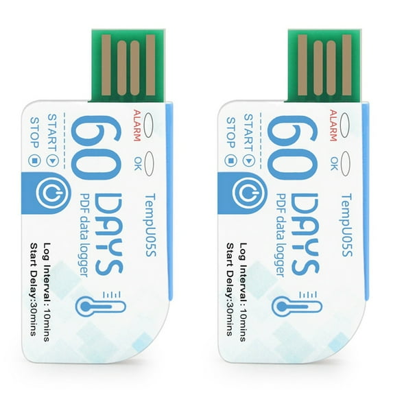 2Pcs TempU05s USB Temperature Data Logger 60 Day Single Use Temperature Analyzer PDF Report USB ...