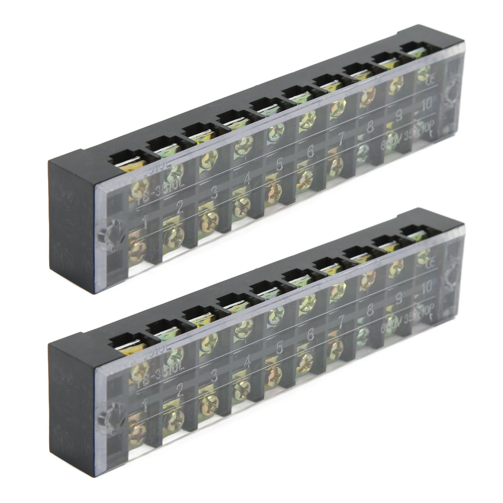 2Pcs Terminal Strip TB Fixed Large Current Dual Row Wire Barrier Block Terminal Strip with ...