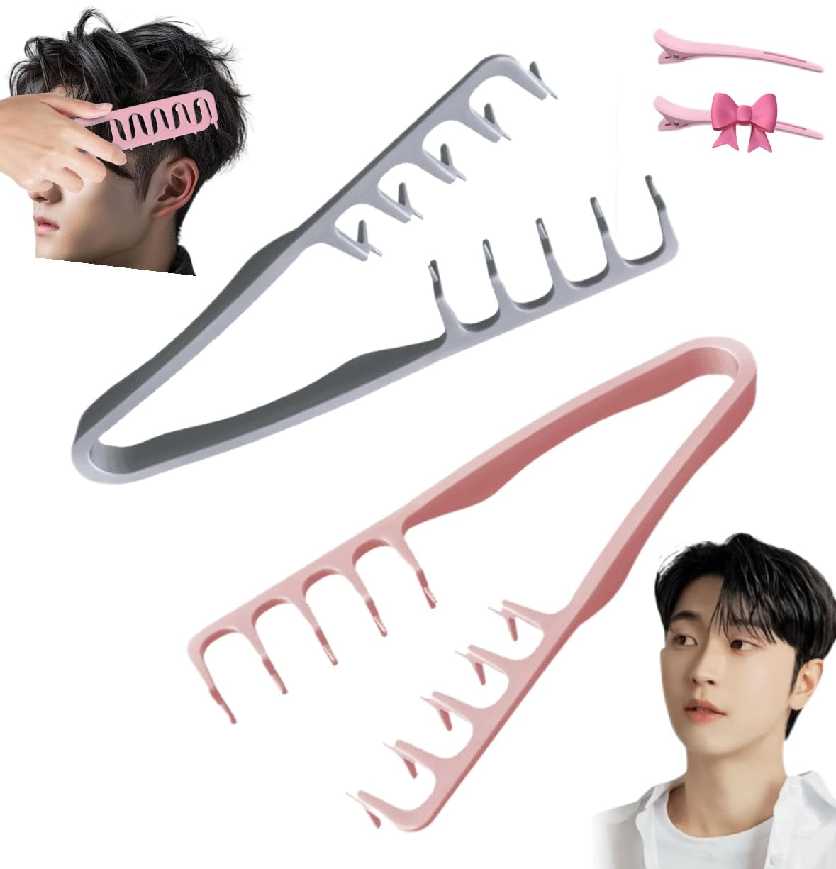 2Pcs Texture Comb, Volumizing Wide-Tooth Hair Styling Comb, Foundation ...