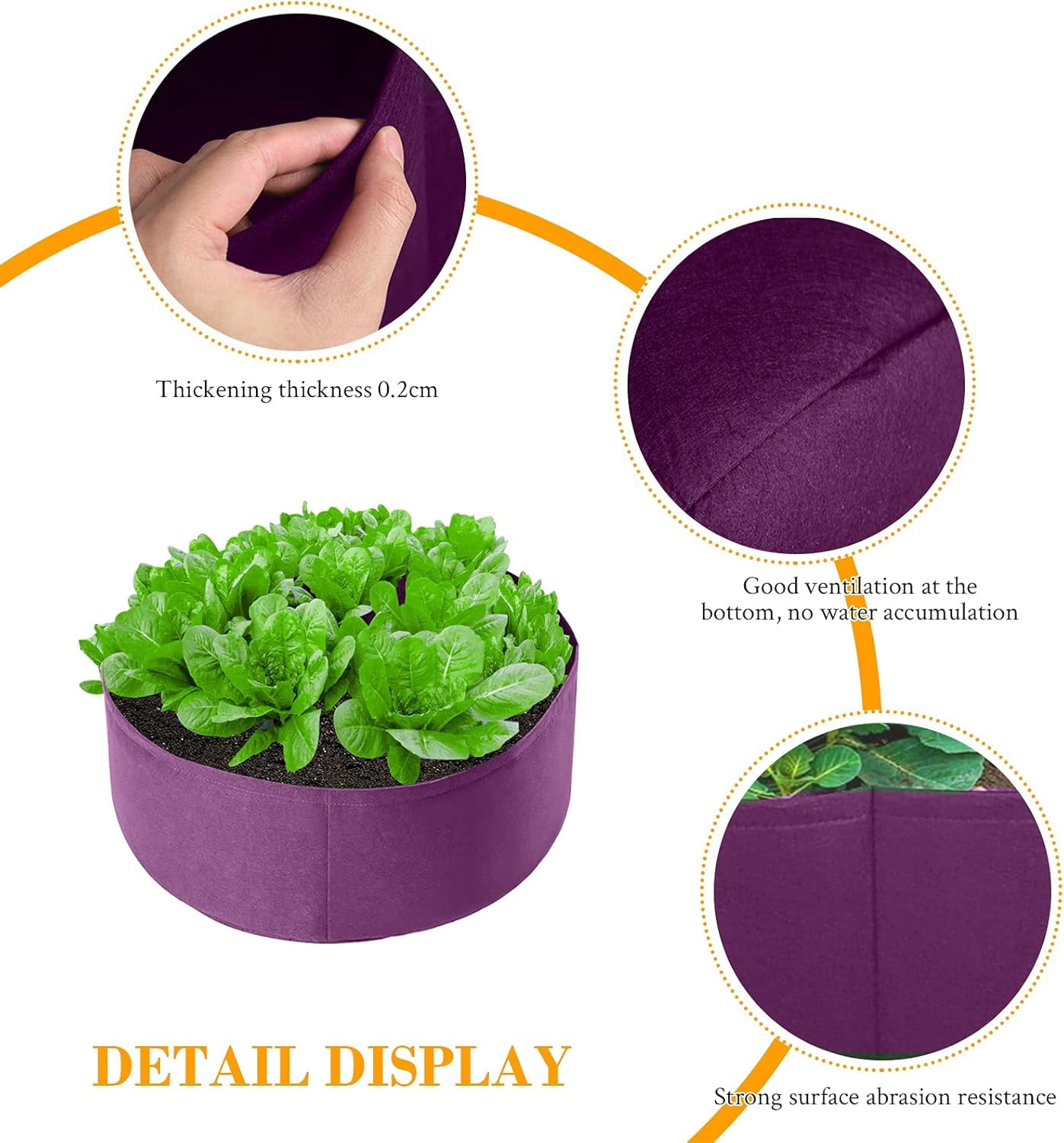 2Pcs Thickened Fabric Planting Bags,Planting Pouches for Vegetables and ...