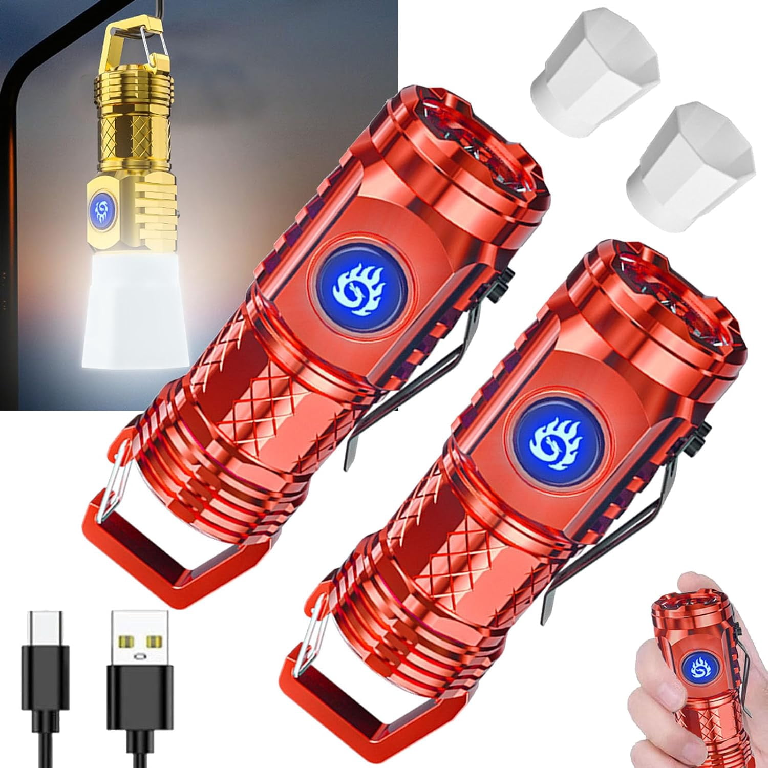 2Pcs Three-Eyed Monster Mini Flash Super Power Flashlight, Three-Eyed ...