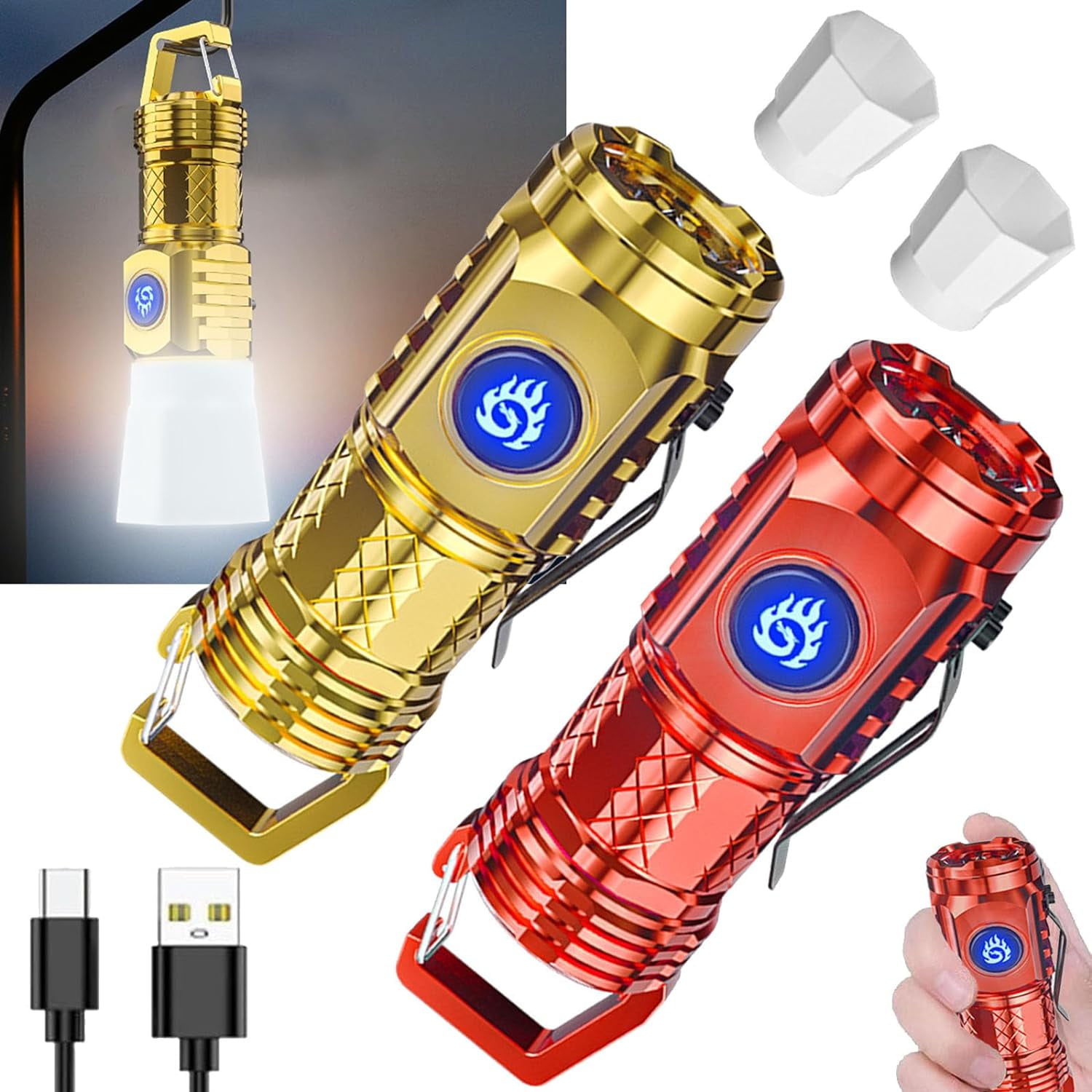 2Pcs Three-Eyed Monster Mini Flash Super Power Flashlight, Three-Eyed ...