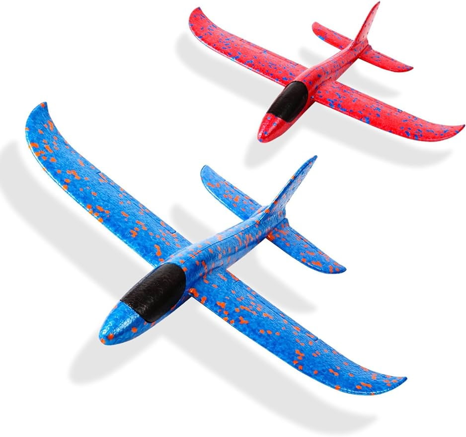 2Pcs Throwing Foam Airplane Toys 13.5 Inches Flying Glider Inertia ...