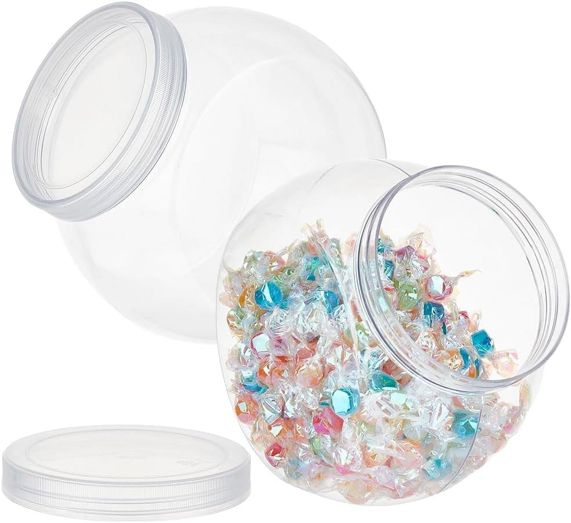 2Pcs Tilt Jar with Lid - 1500ml Clear Plastic Candy Canister, Modern ...